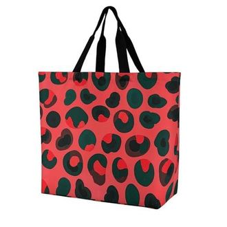 Generic Motif L&eacute;opard Rouge Sac Fourre-Tout Pliable Tote Bag L&eacute;ger Sac A Main Femmes Pour Universit&eacute; Plage Gym