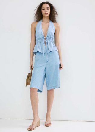 Mango Bermudas en denim coupe droite taille basse bleu clair - Femme - 32 - MANGO