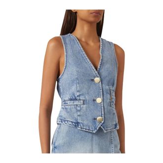 A|X Armani Exchange Femme, Vestes, Bleu, Taille: 42 FR Gilet en coton