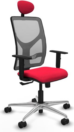 Piqueras y Crespo B&uuml;rostuhl mit 1D-Armlehnen, h&ouml;henverstellbarer Lendenwirbelst&uuml;tze und festem Kopfteil, ausgestattet mit 3 Positionen und Schneidschaum, Grau/Rot