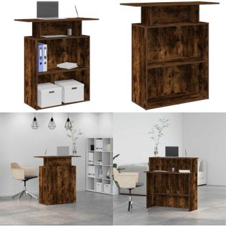 vidaXL Bureau de r&eacute;ception ch&ecirc;ne fum&eacute; 100x40x104 cm bois ding&eacute;nierie - Comptoir de r&eacute;ception - Bois ding&eacute;nierie