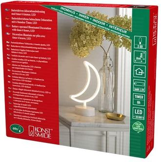 Konstsmide LED Schlauchsilhouette Mond, 6h Timer, 69 warm weiße Dioden, batteriebetrieben, Innen, 4, 4W, Batterie: 3 x AA 1, 5V (exkl.) - 3069-100