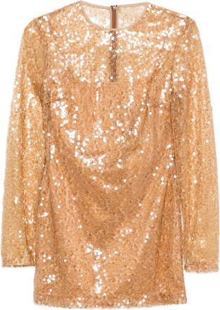 DAVID KOMA Langärmeliges Kleid mit Pailletten - Gold