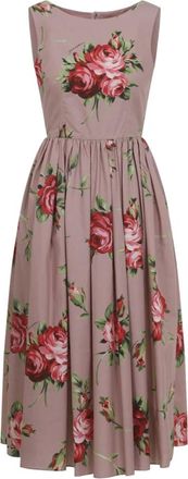 Dolce & Gabbana Femme, Robes, Multicolore, Taille: 40 FR Bouquet Rose Cotton Dress