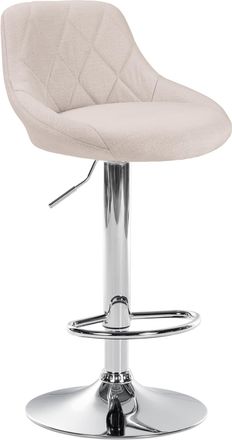 Clp Barhocker Lazio Mit Stoffbezug I Drehbarer Thekenhocker Mit Fußstütze I Höhenverstellbarer Barstuhl Mit Trompetenfuß, Farbe:Creme, Gestell Farbe:Chrom