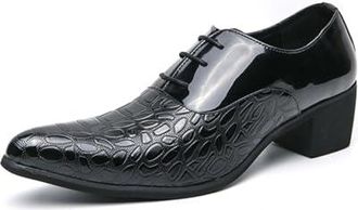Minitoo Chaussures business Oxfords à talon bloc pour homme - Chaussures basses à lacets, Y2721 Noir, 43 EU