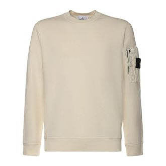 Stone Island Homme, Sweatshirts et sweats &agrave; capuche, Blanc, Taille: 2XL SweaT-shirt ras du cou avec poche &agrave; soufflet en ripstop sur la manche