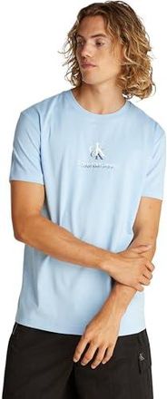Calvin Klein T-Shirt Manches Courtes Homme Shadow Logo Tee Regular Fit, Bleu (Blue Bell), XL