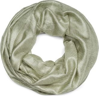 styleBREAKER Damen Loop Schal leicht und seidig mit Glitzer in Unifarben, Schlauchschal, Tuch 01016214, Farbe:Jadegrün