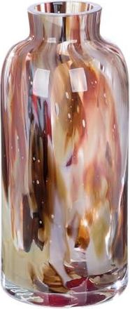 GILDE GLAS art Deko Vase Blumenvase - Glasvase aus Farbglas - Deko Wohnzimmer Geschenk für Frauen Höhe 22 cm Braun Rot