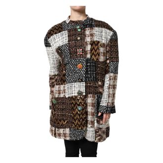 Dolce & Gabbana Buntes Patchwork-Knopfleiste Jacke - - Coats - Damen - Mehrfarbig - S
