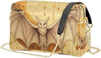 Mnsruu Sacs à bandoulière pour femme, croissant de lune, chauve-souris, sac à main vintage en cuir