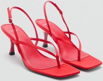 Mango Sandales &agrave; lani&egrave;res et talon rouge - Femme - 35 - MANGO