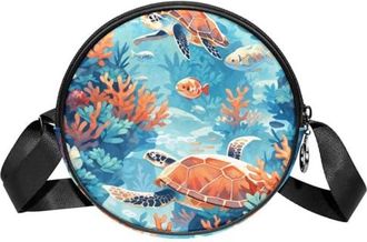 Generic Petit sac &agrave; bandouli&egrave;re Circle pour femme, petit sac &agrave; bandouli&egrave;re tortue avec fermeture &eacute;clair, bretelles r&eacute;glables, sac &agrave; main rond d&eacute;contract&eacute; pour