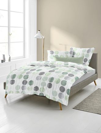 BIERBAUM Bettw&auml;sche 4153, Fein-Biber, Designed in Germany, Gr&uuml;n 30, 135x200 + 80x80 cm