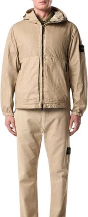 Stone Island Homme, Sport, Beige, Taille: XL Veste &agrave; capuche avec fermeture &eacute;clair &agrave; col montant