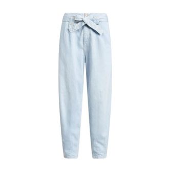Polo Ralph Lauren Tapered Hose mit G&uuml;rtel aus leichter Baumwolle - - Trousers - Damen - Blau - W26
