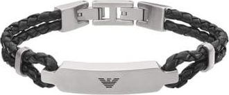 Emporio Armani Bracelet Pour Homme, Longueur Intérieure : 185mm, Taille Id : 40X5mm Bracelet En Acier Inoxydable Argenté, EGS2719040, Noir Jett