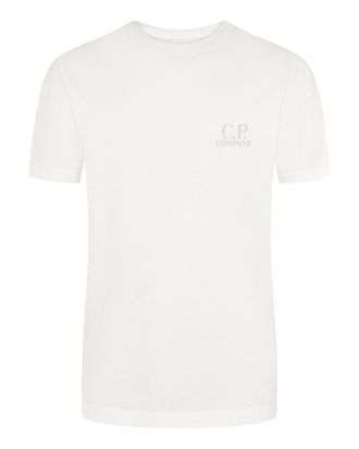 C.P. Company Unifarbenes Jersey-T-Shirt mit Logo-Print auf der Brust in