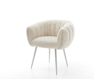 DELIFE Esszimmerstuhl Jada-Flex Pl&uuml;sch Creme-Wei&szlig; 4-Fu&szlig; konisch Edelstahl Taschenfederkern, Esszimmerst&uuml;hle