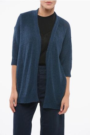 Roberto Collina Short Sleeved Cotton Blend Open Front Cardigan size S