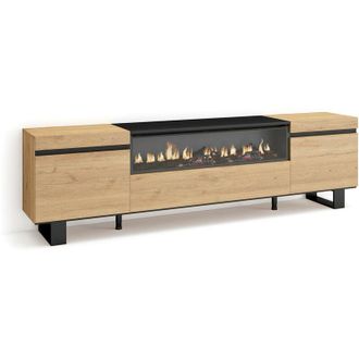 Skraut Home Skraut Home - TV-Schrank, Lowboard, f&uuml;r Wohnzimmer und Esszimmer, 200x57x35cm, F&uuml;r TV-Ger&auml;te bis zu 80, Elektrokamin. Ma&szlig;e, Industriedesign