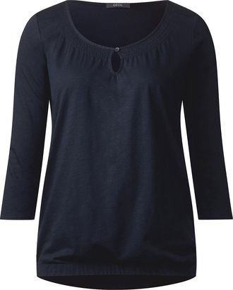 Cecil Damen Langarmshirt 311861 Adriana B311861, Einfarbig, Gr. X-Large, Blau (Deep Blue 10128)