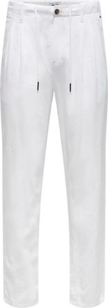 Only & Sons Only & Sons, Homme, Pantalons, Blanc, Taille: W31 L32 Onsleo Crop Linen Mix 0048 Pant
