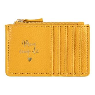 Draeger Porte-Cartes Zippé Jaune Moutarde Mon Coup de Coeur - Compact et Élégant, 10 Rangements pour Cartes, Poche Centrale Zippée - Accessoire de Maroquineri