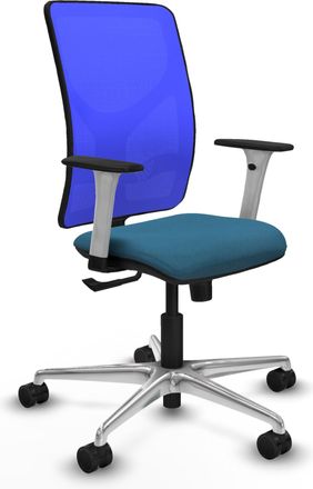 Piqueras y Crespo Telearbeitsstuhl mit wei&szlig;en und schwarzen Armlehnen, h&ouml;henverstellbare Lendenwirbelst&uuml;tze, ausgestattet mit Sincro 3 Positionen und Schneideschaum, Bl