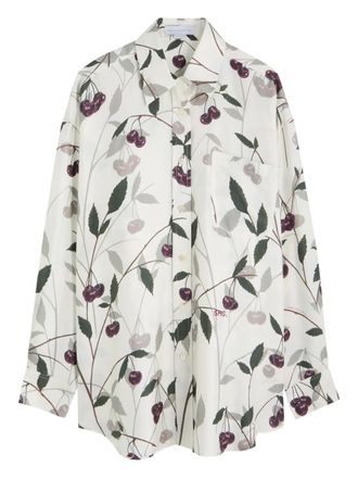 Stella McCartney chemise en soie &agrave; motif graphique - Blanc