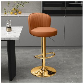 Generic Verstellbare Drehhocker, 2Er-Set, Moderne Barhocker mit Hoher R&uuml;ckenlehne Aus Leder, 60-80 cm Hoch, Ideal f&uuml;r K&uuml;cheninsel, Bar Oder Esszimmer