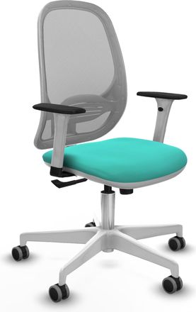 Piqueras y Crespo Schreibtischstuhl, t&uuml;rkis, mit 1D-Armlehnen, h&ouml;henverstellbare Lendenwirbelst&uuml;tze, mit 3 Positionen und Schneidschaum, Grau/T&uuml;rkis