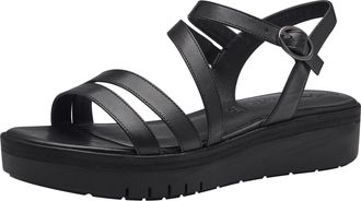 Tamaris Damen Plateau Sandalen Leder Sommer; BLACK UNI/schwarz; 37 EU