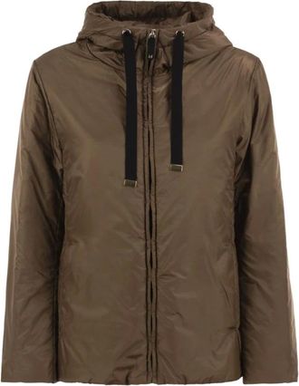 Max Mara Femme, Vestes, Brun, Taille: 40 FR Giacca imbottita cappuccio e coulisse