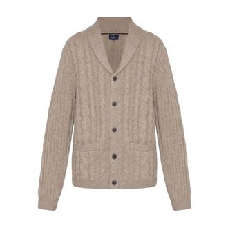 Hackett Strickjacke mit Schalkragen und Zopfmuster - - Knitwear - Herren - Braun - XL