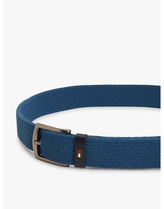 Tommy Hilfiger Denton - Mehrfarbiger, geflochtener, elastischer G&uuml;rtel aus Gurtband-Blau