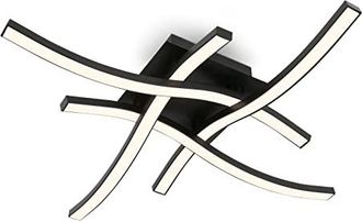 Briloner Leuchten - Deckenleuchte LED, geschwungene Deckenlampe LED, warmweißes Licht, Wohnzimmerlampe, Schwarz, 475x475x85 mm, 3677-045