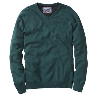 Charles Wilson Feinstrick Baumwollpullover mit V-Ausschnitt f&uuml;r Herren (M, Dark Green (0422))