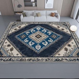 Generic Beige Tapis pour Salon 160 x 230 cm, Lavables avec Dos Antid&eacute;rapant, Tapis &agrave; Poils Courts Imprim&eacute; Vintage Boh&egrave;me Marocain pour Cuisine Salle &agrave; Manger 