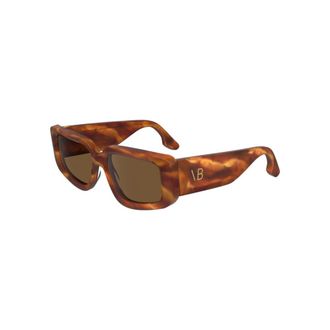 Victoria Beckham Femme, Accessoires, Brun, Taille: ONE Size Lunettes de soleil rectangulaires &agrave; monture en ac&eacute;tate