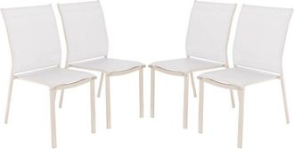 Sweeek Sweeek - Lot de 4 chaises de jardin cleveland empilables aluminium et textilene beige, 64,5 x 45,5 x 89,5 cm