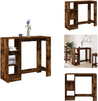 vidaXL Bartisch mit Regal R&auml;uchereiche 124x46x103,5 cm Holzwerkstoff - Bartisch - Bartische - Stehtisch - Kneipentisch