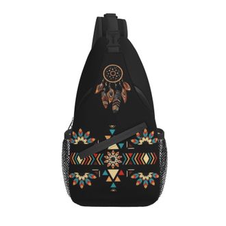 AOOEDM Native American Sling Bag Casual Crossbody Schulterrucksack Brust Daypack Indianertasche Reisen Wandern