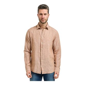 Bugatti Homme, Chemises, Brun, Taille: 4XL Kent Collar Linen Shirt