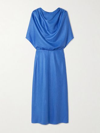 Abadia Mira Mehrlagiges Midikleid Aus Charmeuse Mit Knoten - Blau