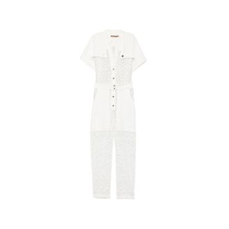 Simona Corsellini 0416 Tuta Pizzo C/short - - Jumpsuits & Playsuits - Damen - Wei&szlig; - XS