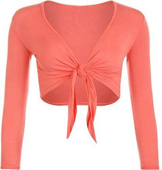 WearAll Cardigan à Manches Longues avec Un Noeud - Hauts - Femmes - Corail - 36-38