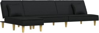 vidaXL Schlafsofa in L-Form Schwarz 255x140x70 cm Stoff Vidaxl