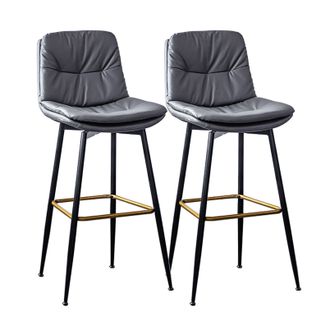 Generic Barhocker, 2er-Set Bequeme, gepolsterte K&uuml;chenhocker aus PU-Leder mit Metallgestell, Farbe: Camel, H&ouml;he: 65/75 cm